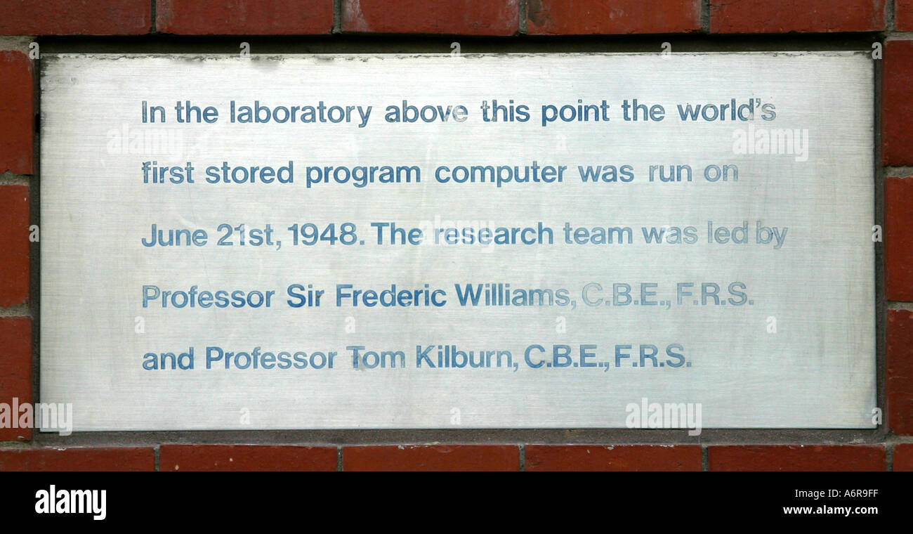 Plaque commemorating Sir Frederic Williams and Tom Kilburn creators of ...