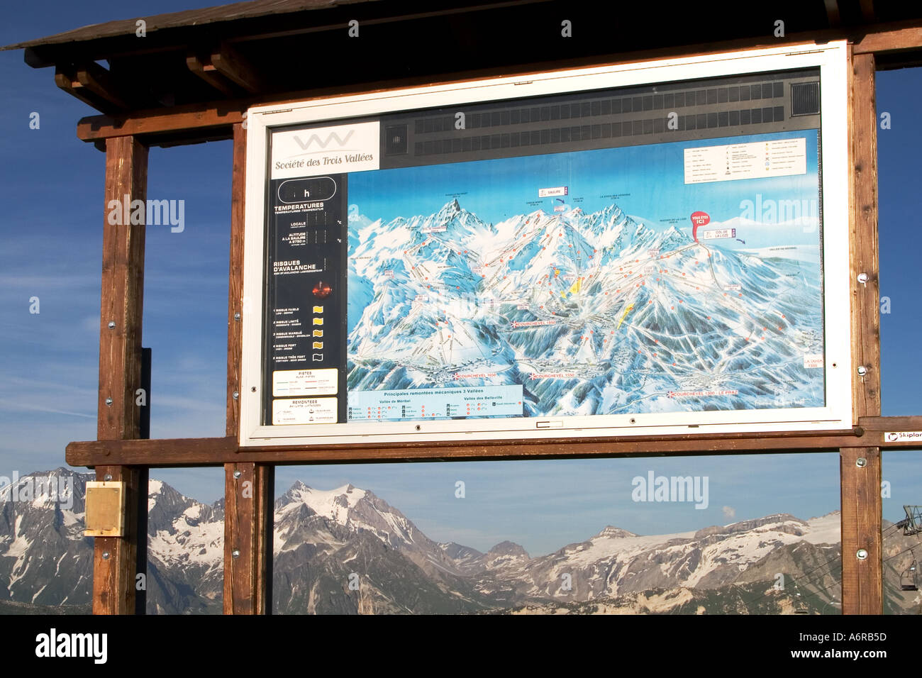 Trois Vallees Courchevel Piste Map sign Stock Photo - Alamy