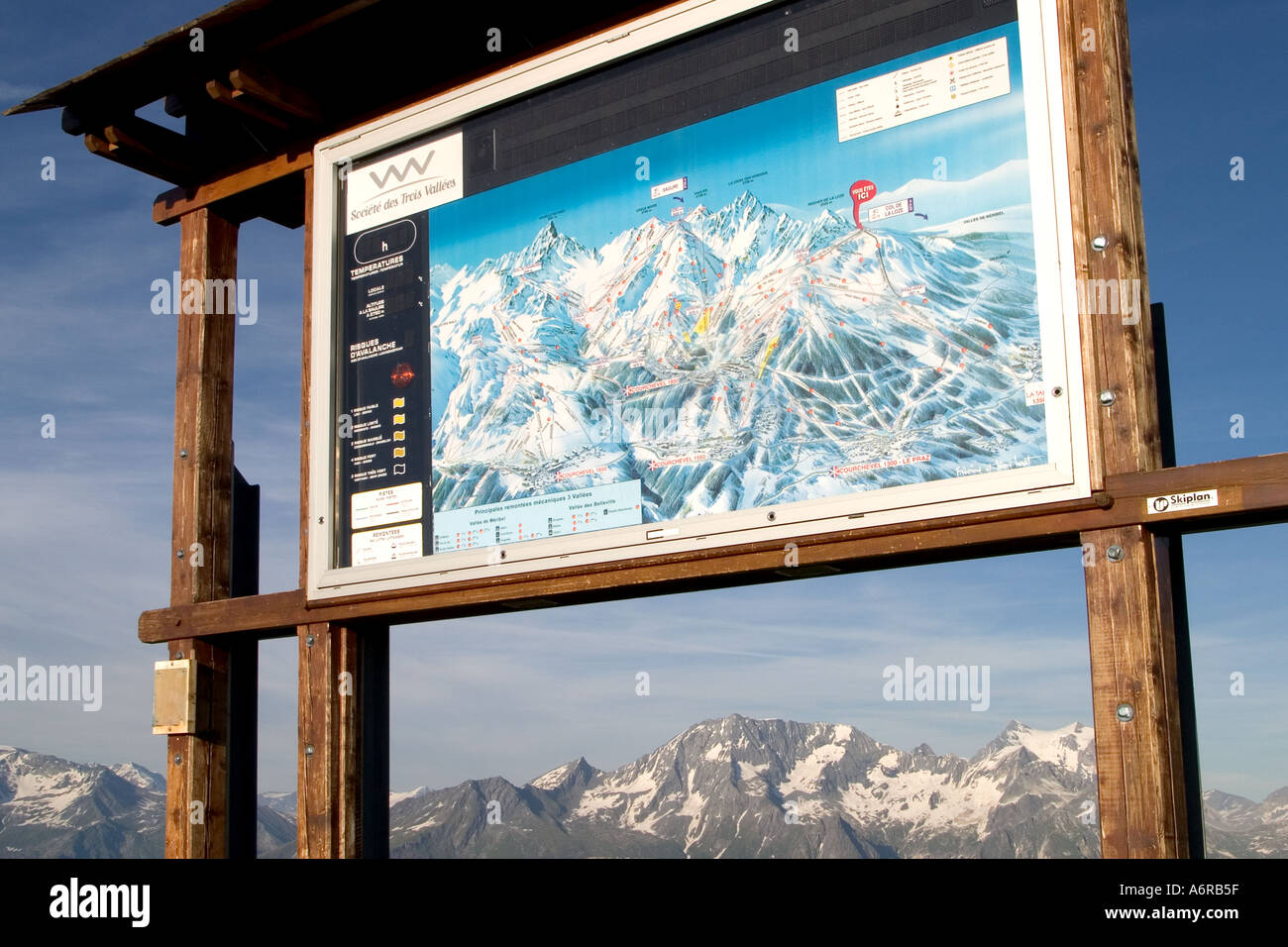 Trois Vallees Courchevel Piste Map Sign Stock Photo - Alamy