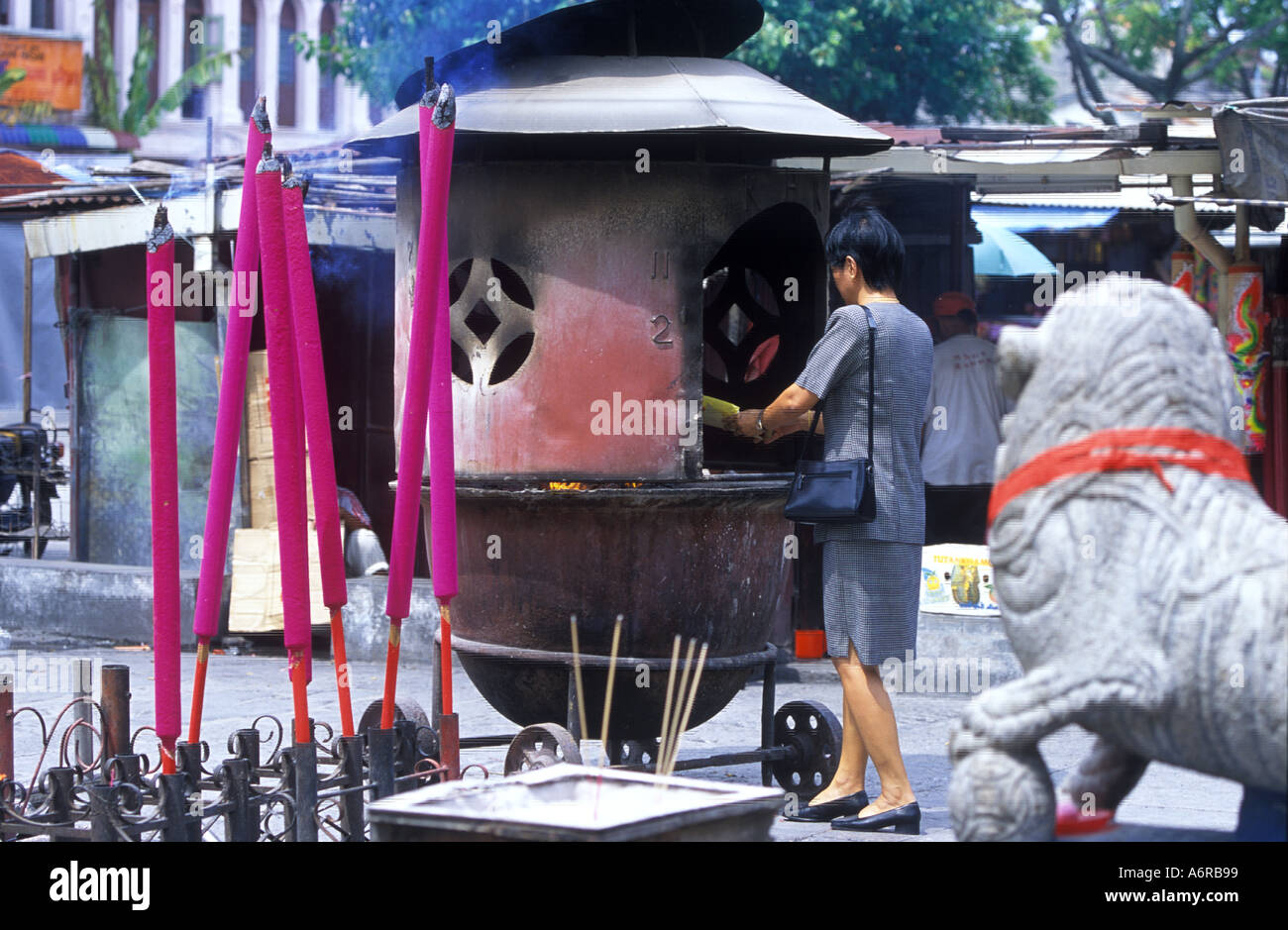 Worshipper at Kuan Yin Temple Goddess of Mercy Temple Georgetown Penang ...