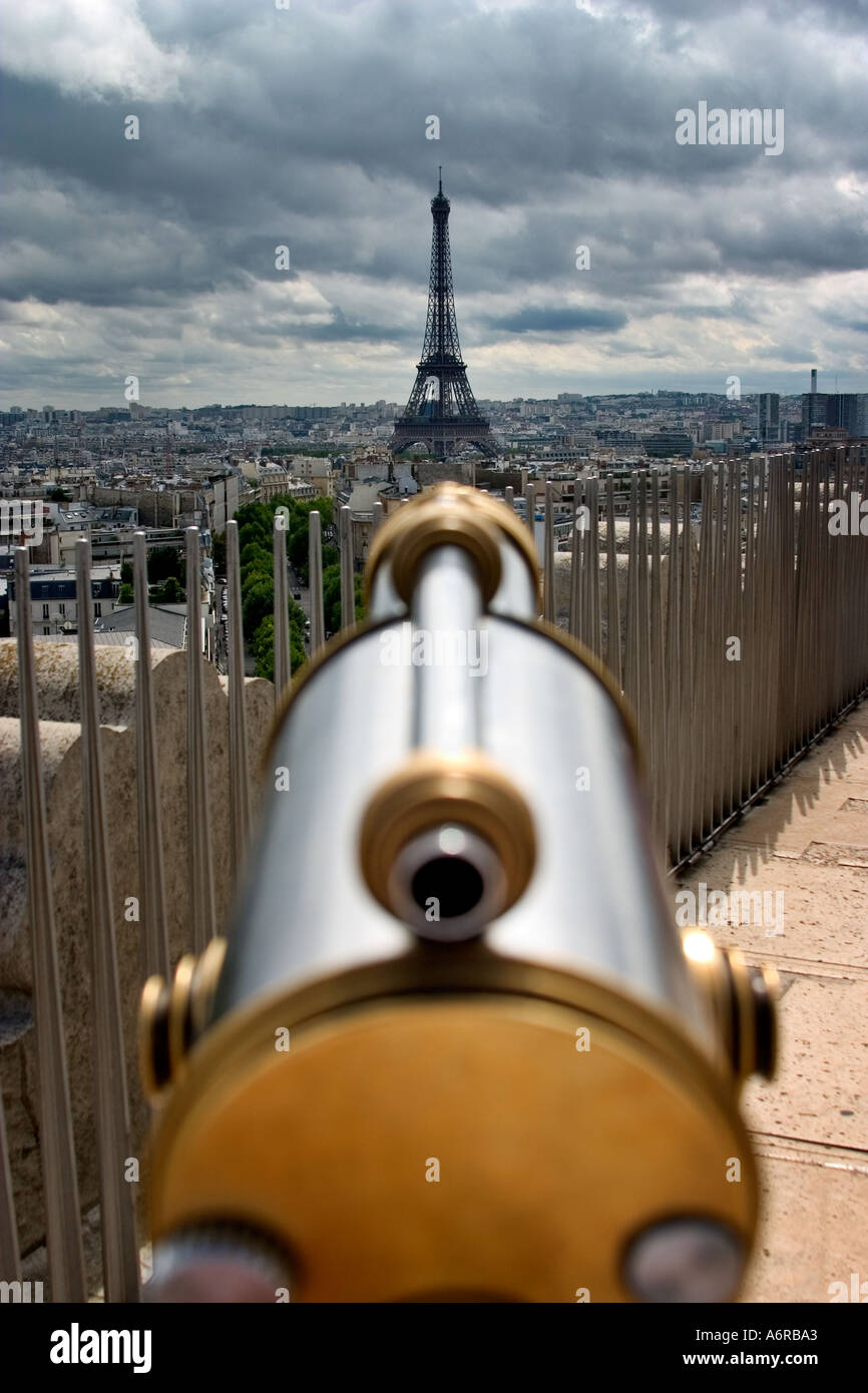 Telescope on top of the Arch De Triomphe Arch of Triumph observatory at ...