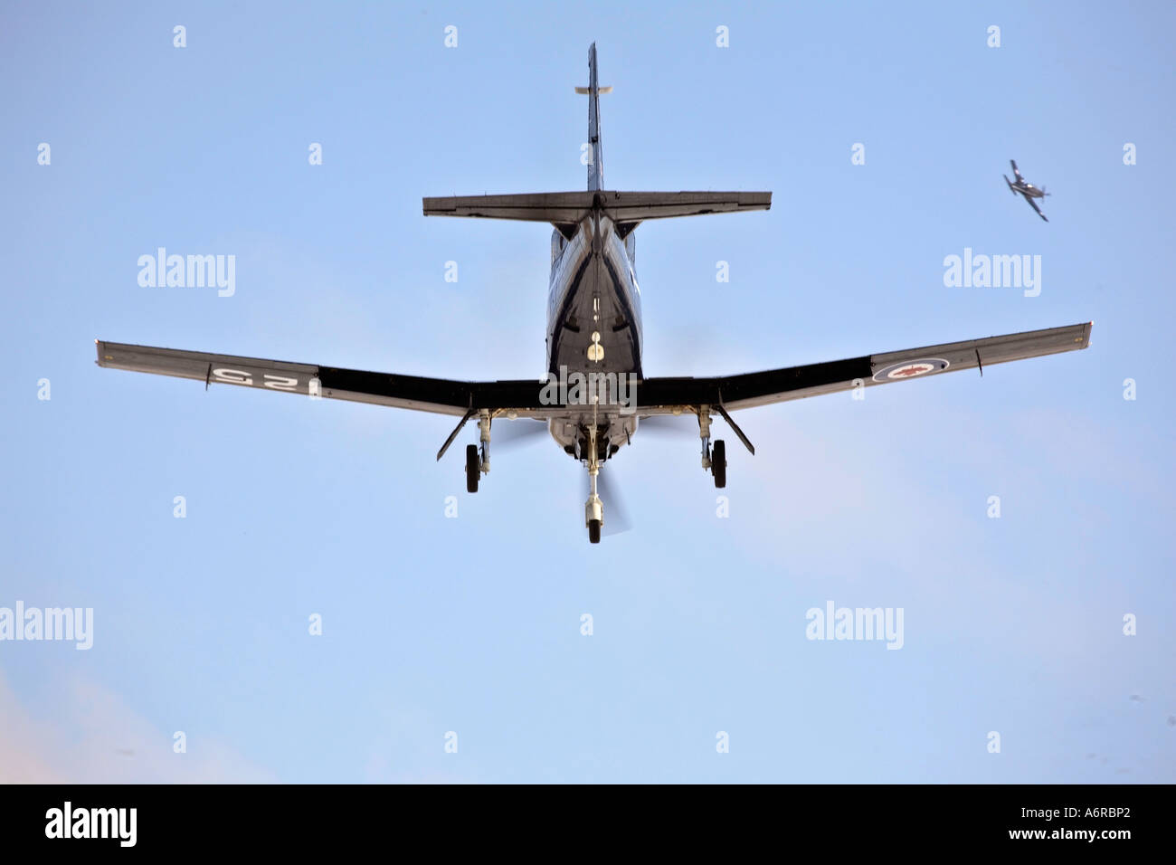 A Harvard training aircraft coming in for a landing at Moose Jaw Air ...