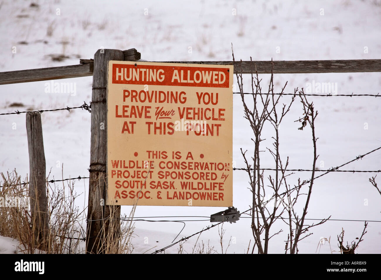 A positive sign for hunters in scenic Saskatchewan Canada Stock Photo ...