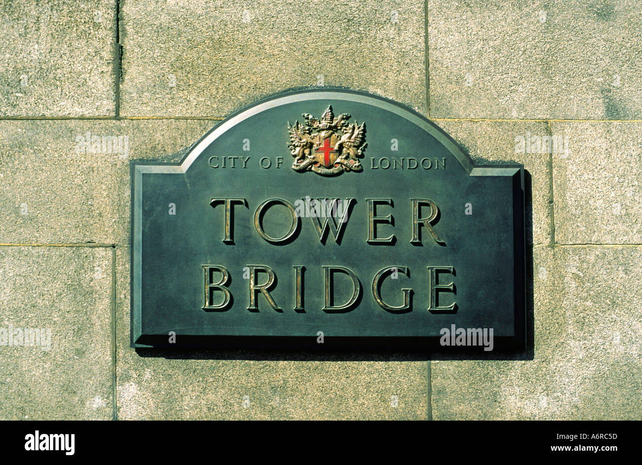 Tower Bridge sign City of London England Stock Photo - Alamy