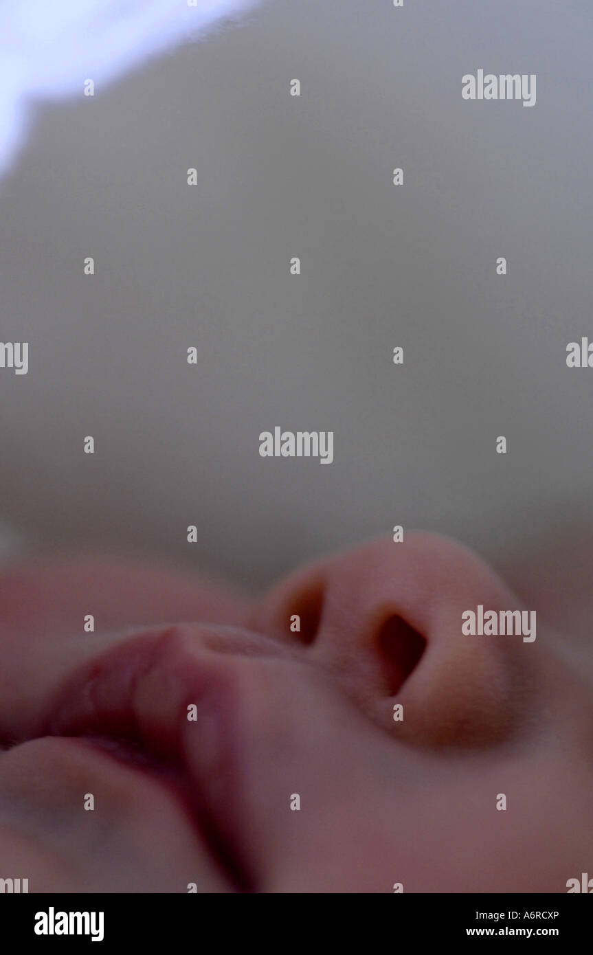 baby portrait close up detail nose mouth caucasian newborn infancy ...