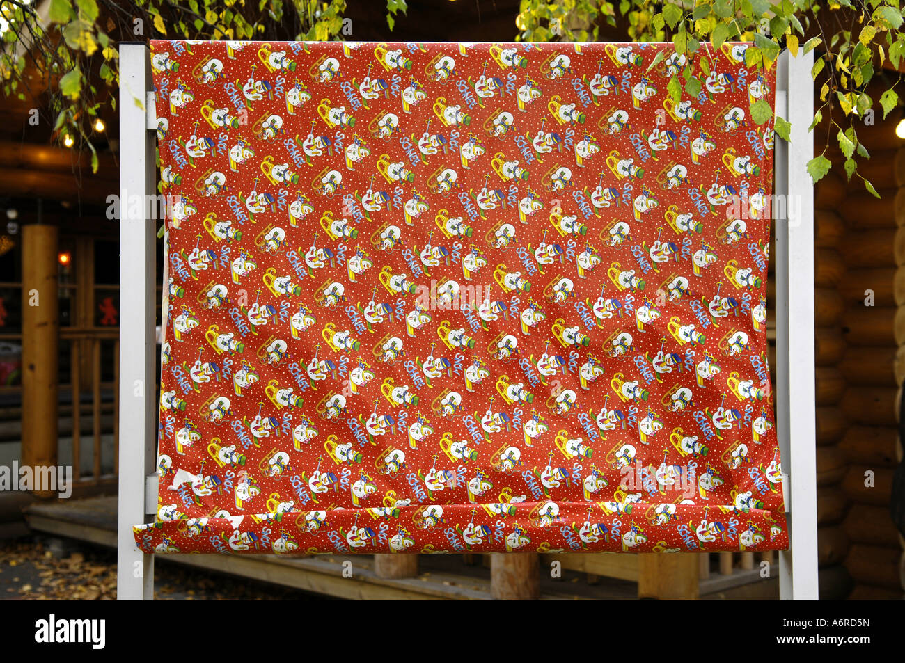 wrapping paper covering new menu board outside cafe restaurant Stock ...