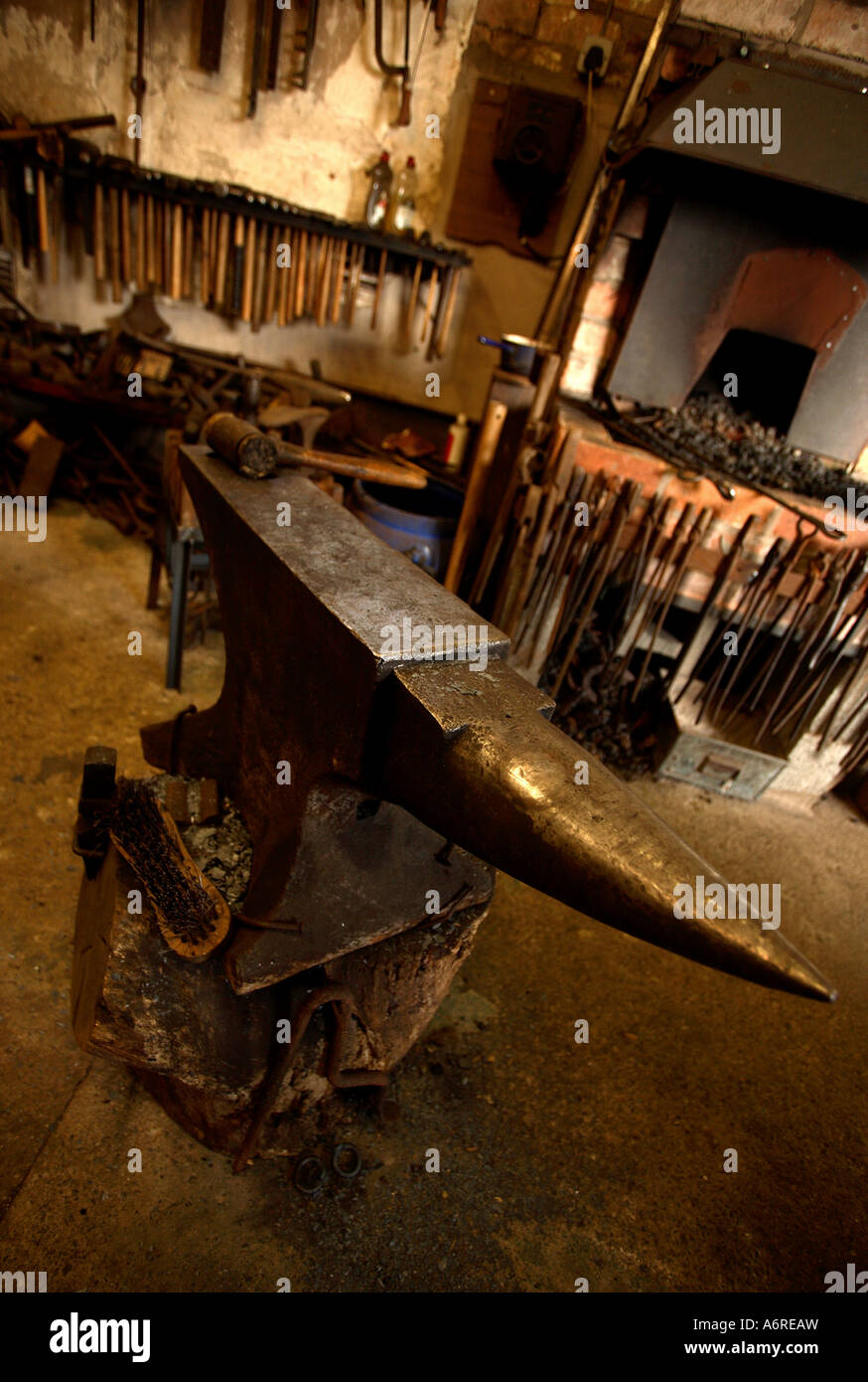 A Blacksmith's Anvil in his workshop Stock Photo - Alamy