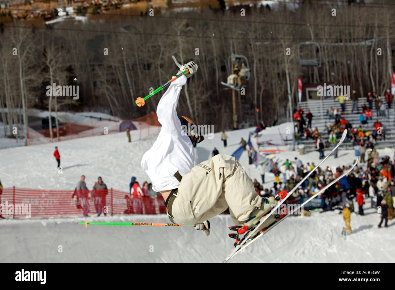 Skier Park City Superpipe jump winter Stock Photo - Alamy