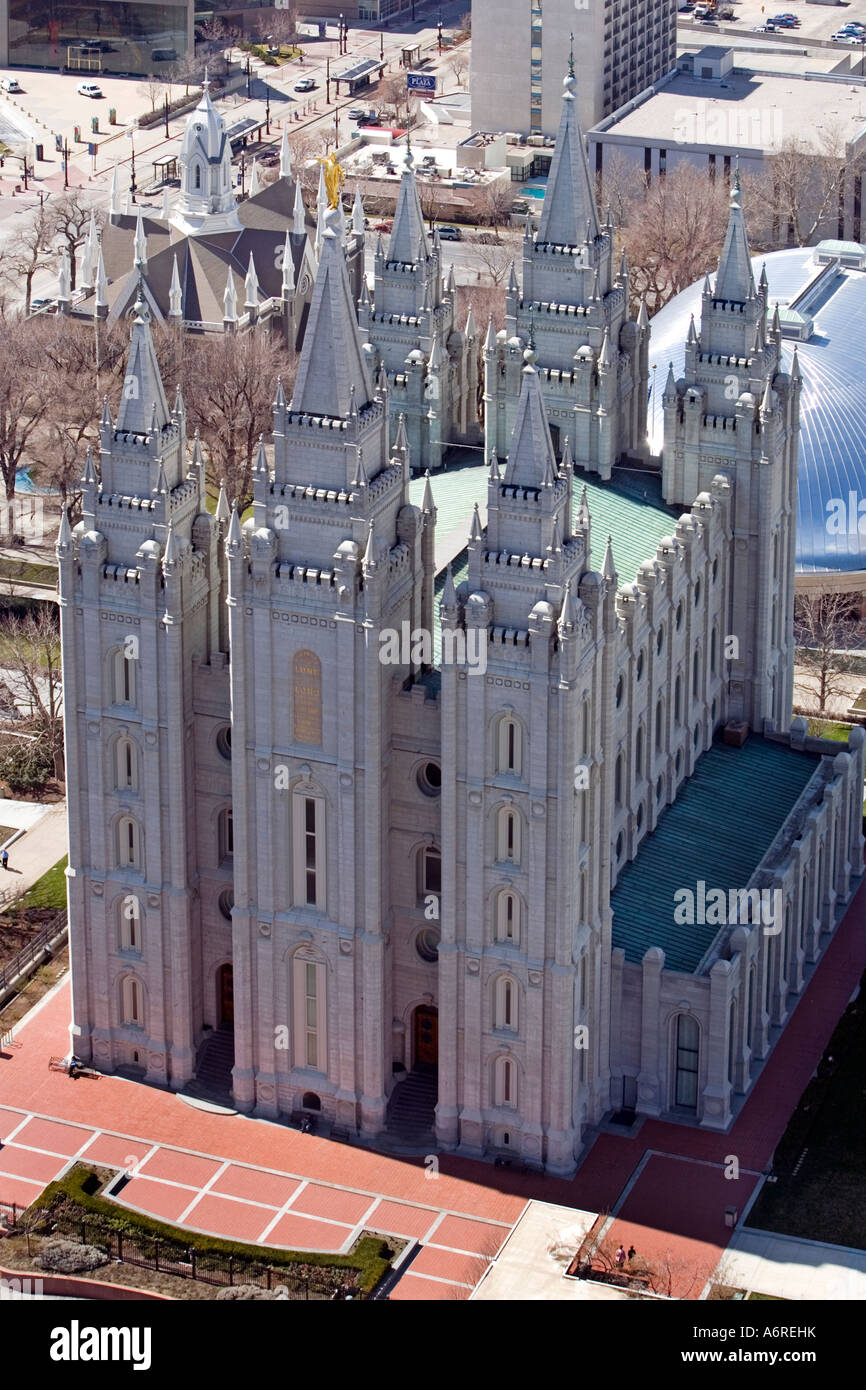 SLC LDS Temple from top front Salt Lake City Utah church Stock Photo ...