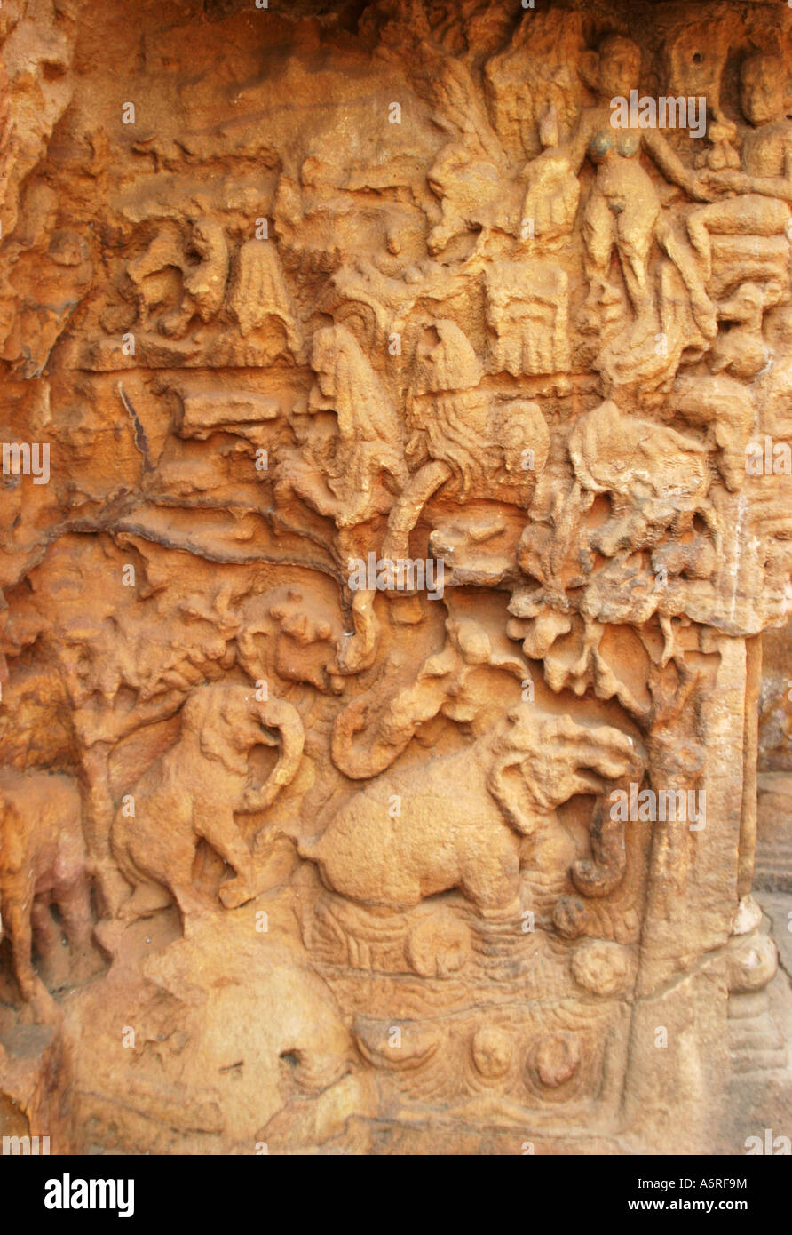fine elephant panel carvings in Hathi Gumpha Cave at Udayagiri caves ...