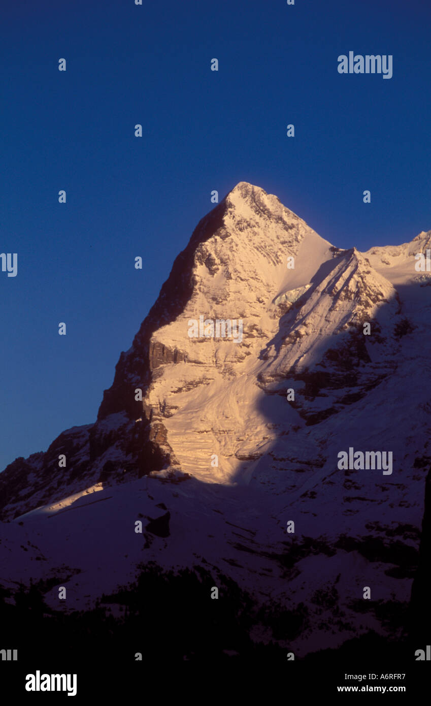 Mount Eiger seen from Schilthorn westside Eiger glacier sunset winter ...