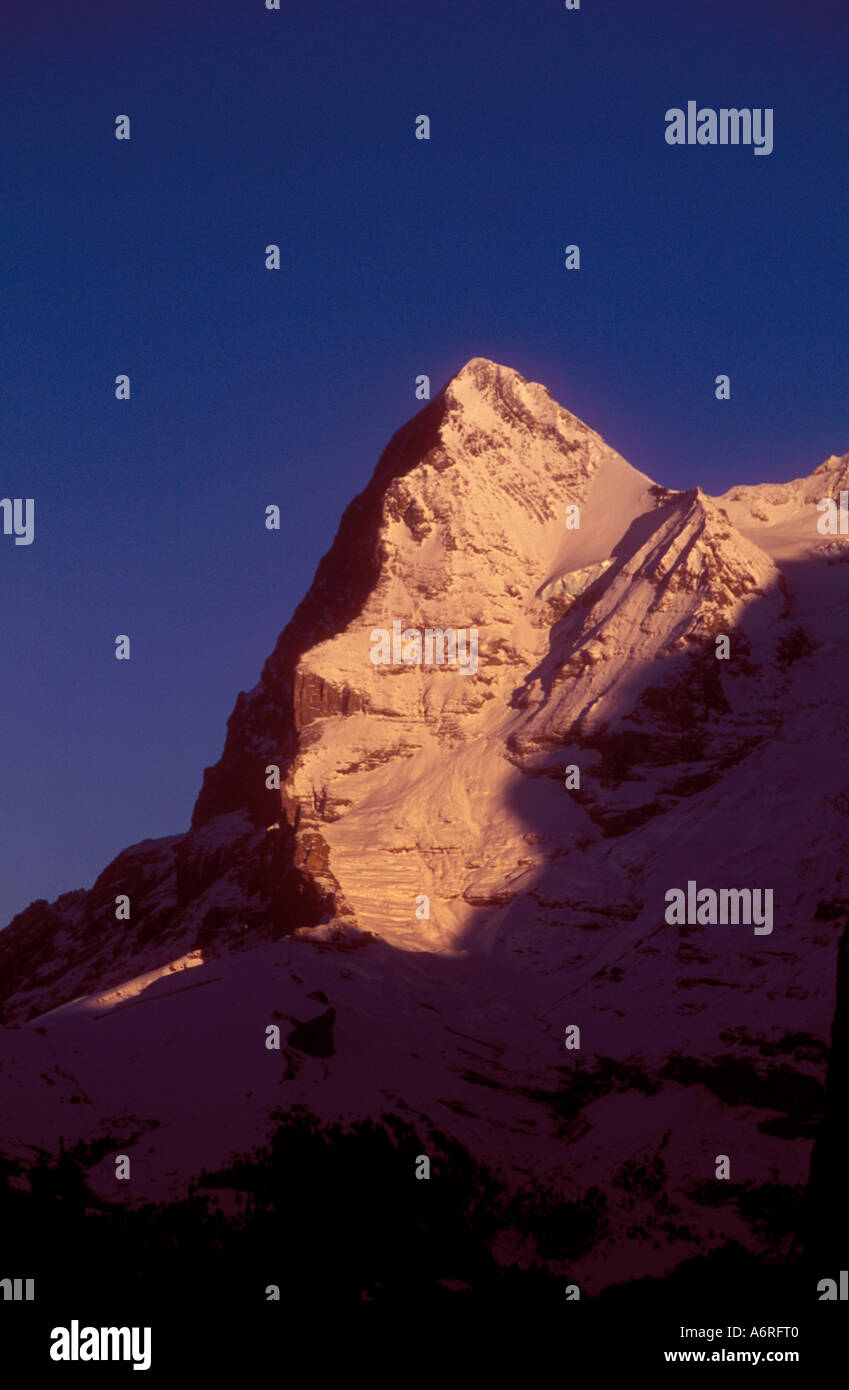 Mount Eiger seen from Schilthorn westside Eiger glacier sunset winter ...