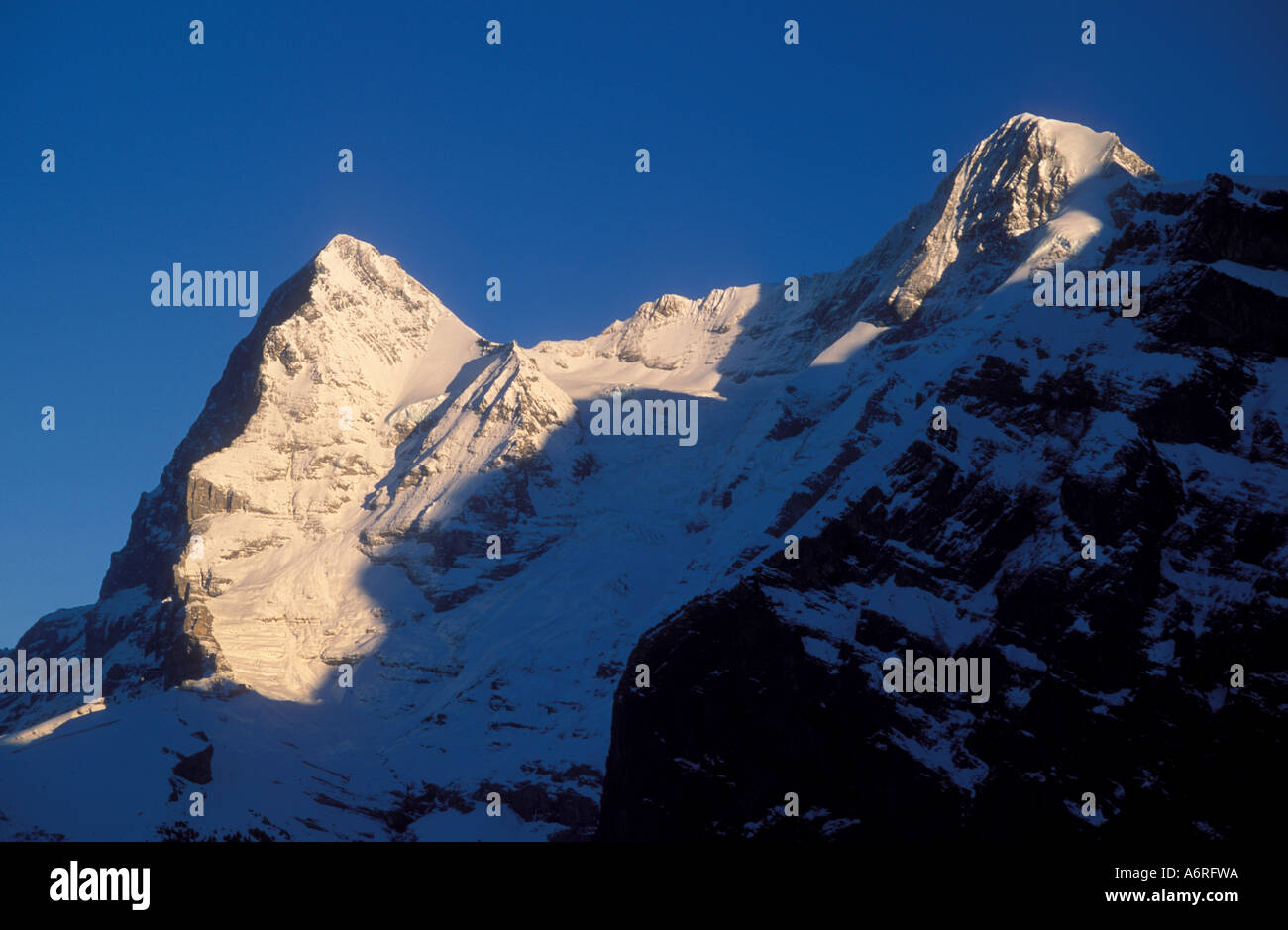 Mountains Eiger Mönch from Schilthorn at sunset Eiger glacier winter ...
