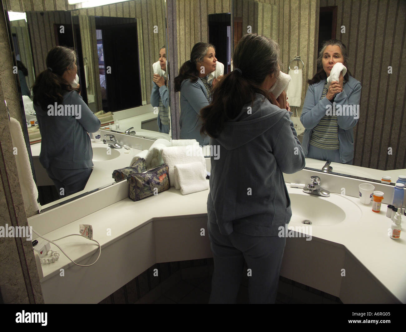 Face with washcloth washing hi-res stock photography and images - Alamy