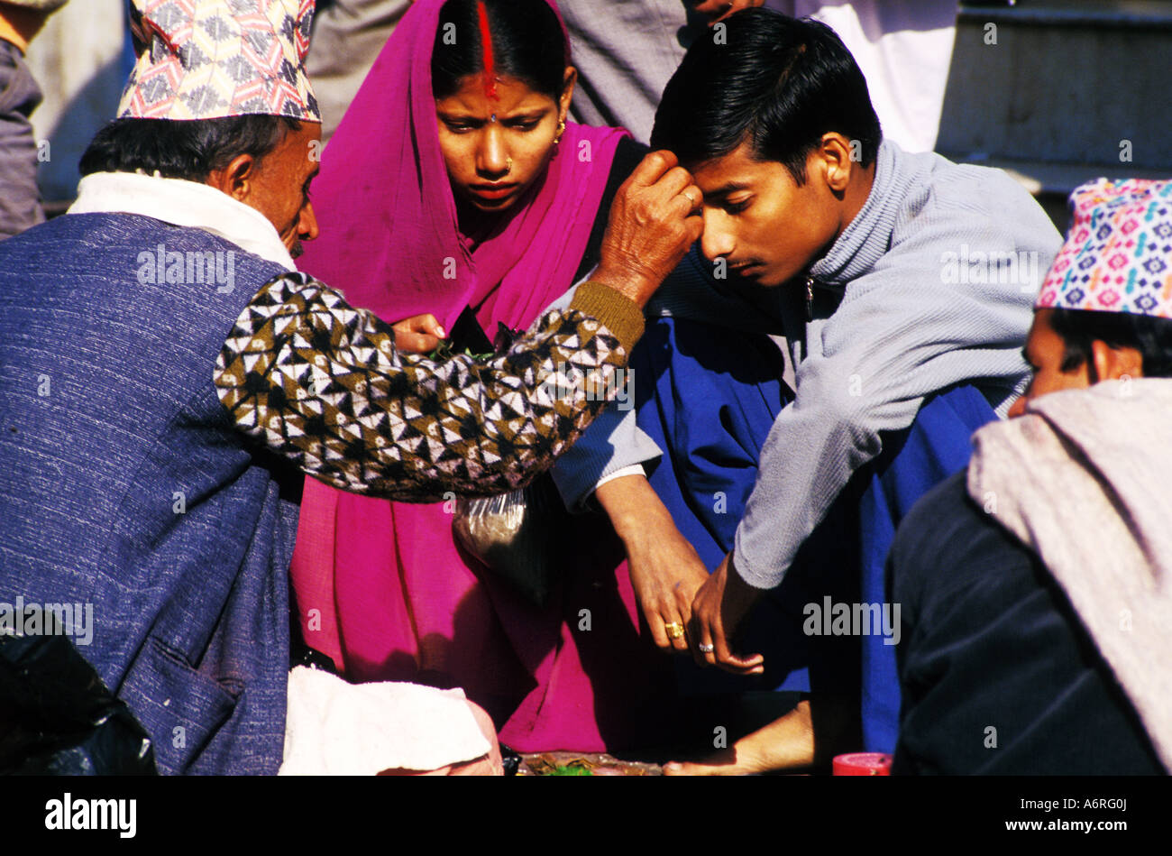 mahendreshwar temple blessing, kathmandu, nepal Stock Photo - Alamy