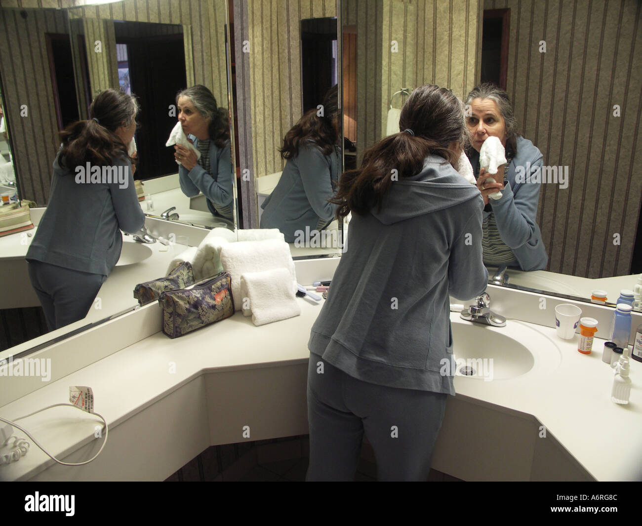 Face with washcloth washing hi-res stock photography and images - Alamy