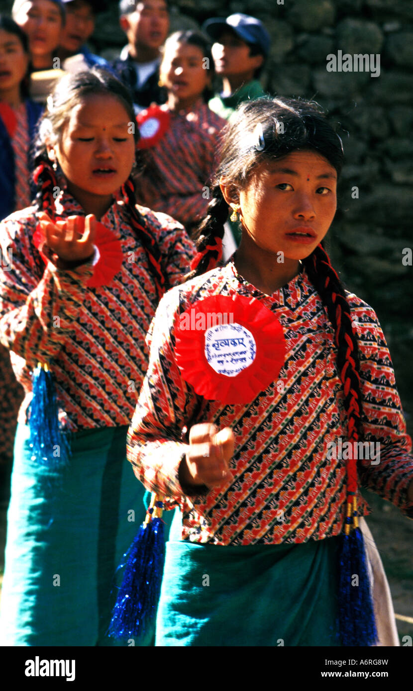 tihar festival dance, monjo, nepal Stock Photo - Alamy