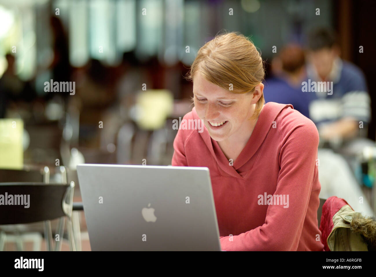 Young student sitting down working on a computer away from the ...