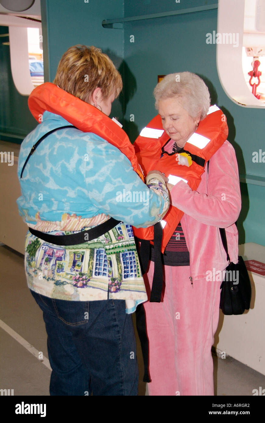 Life jacket vest drill aboard the Cruise Ship Carnival Fantasy Stock ...
