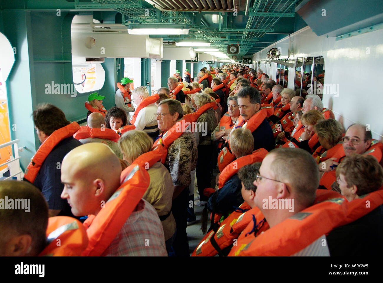 Life jacket vest drill aboard the Cruise Ship Stock Photo - Alamy