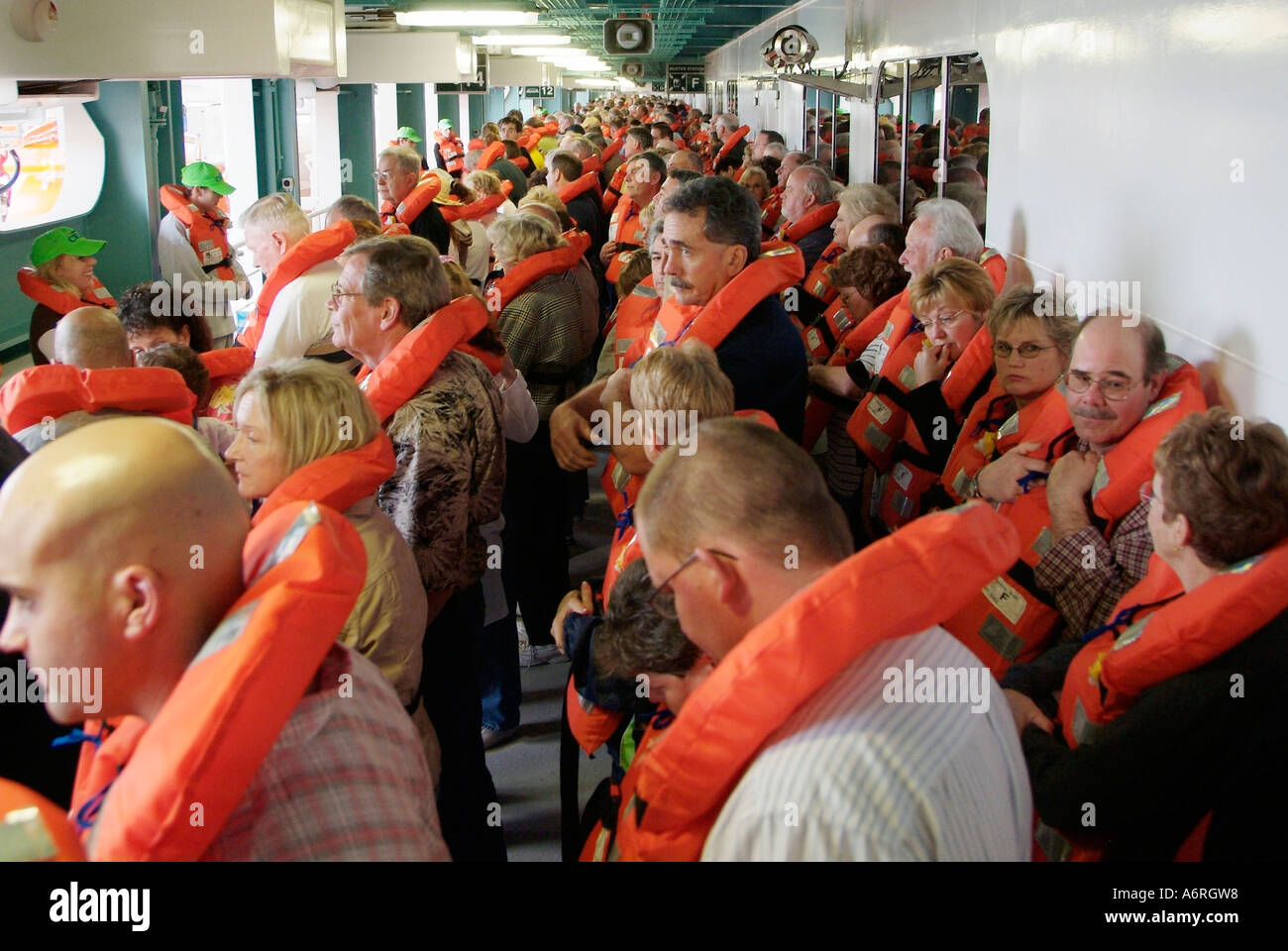 Life jacket vest drill aboard the Cruise Ship Stock Photo - Alamy