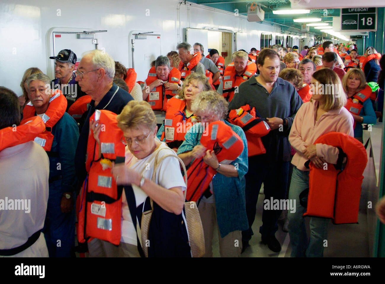 Life jacket vest drill aboard the Cruise Ship Stock Photo - Alamy