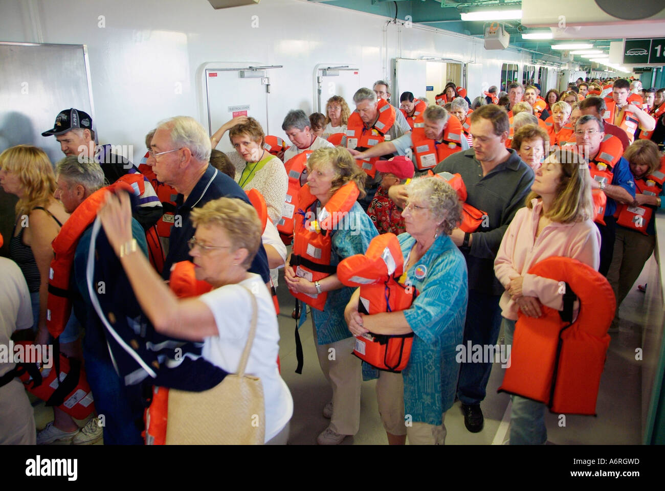 Life boat drill aboard hi-res stock photography and images - Alamy