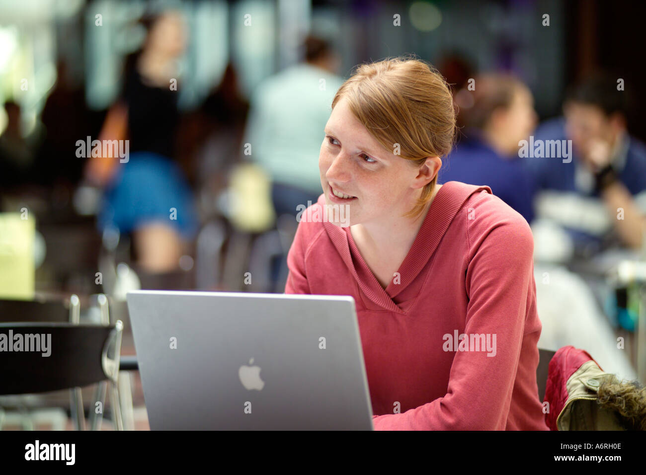 Young student sitting down working on a computer away from the ...