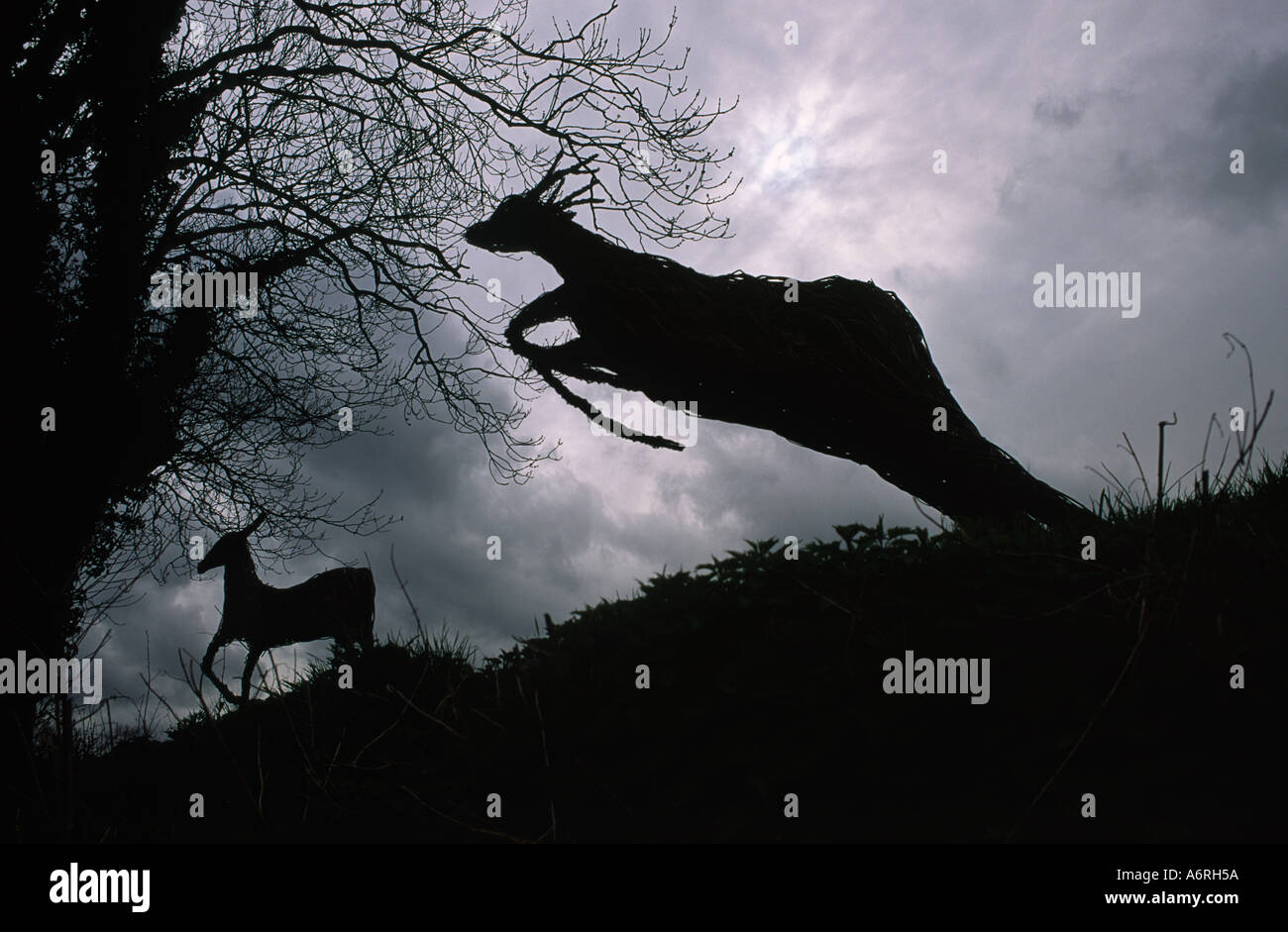 Leaping Deer sculpture at The Blackdown Hills in Somerset county ...