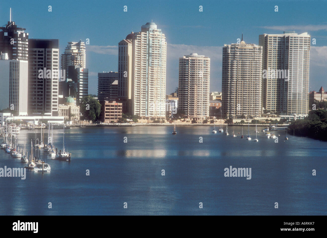 Brisbane Brisbain Harbor with Sail boats Stock Photo - Alamy