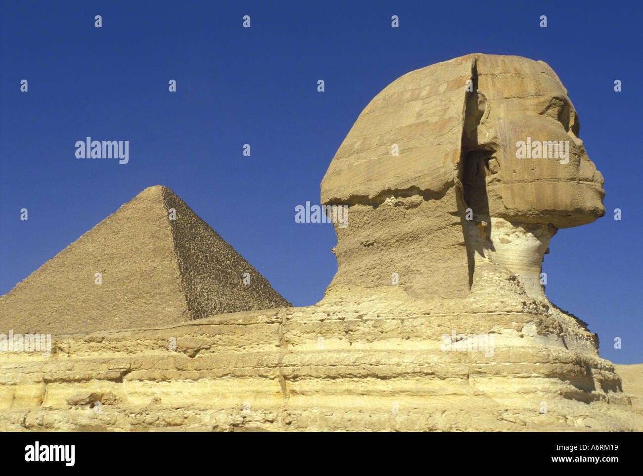 Egypt, Giza Sphinx and Great Pyramid, Giza Plateau Stock Photo - Alamy
