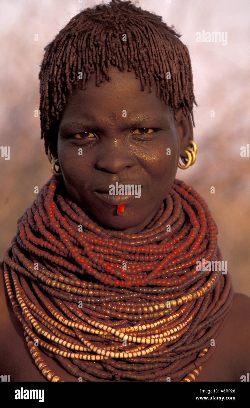 Africa, Ethiopia, Murle Region. Portrait of a Bumi Tribeswoman Stock ...