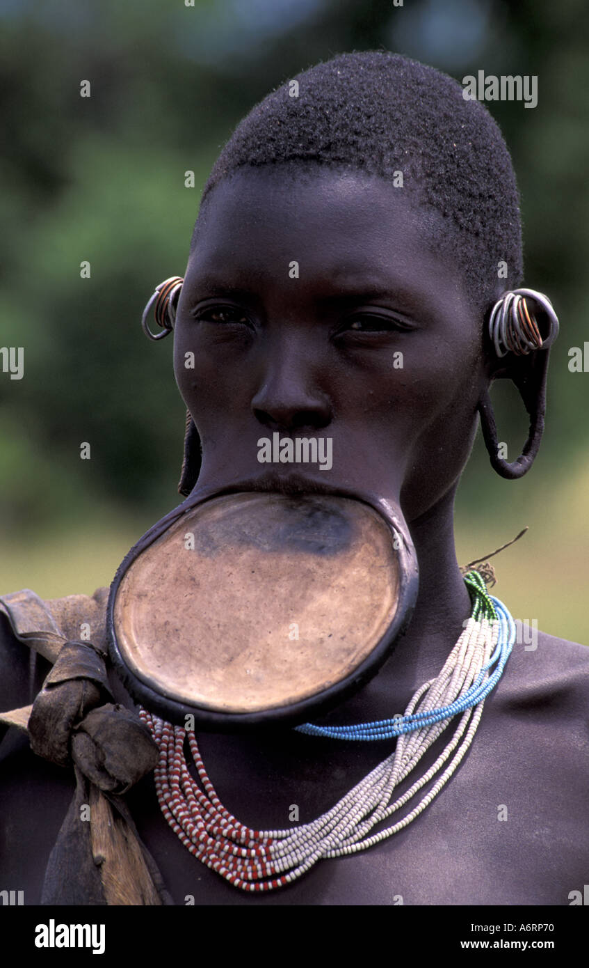 Africa, Ethiopia, Murle Region, Surma Tribesmen, Lip plate Stock Photo ...