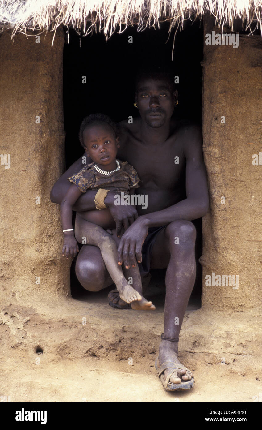 Africa, Ethiopia, Jinka Village Region, Male Tribesman and child Stock ...