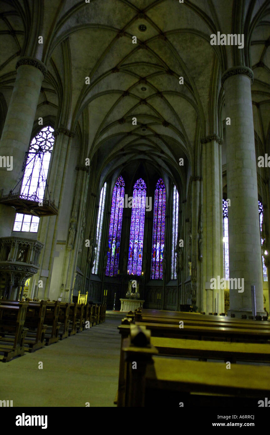 cathedral stained glass interior inside munster german germany deutsch ...