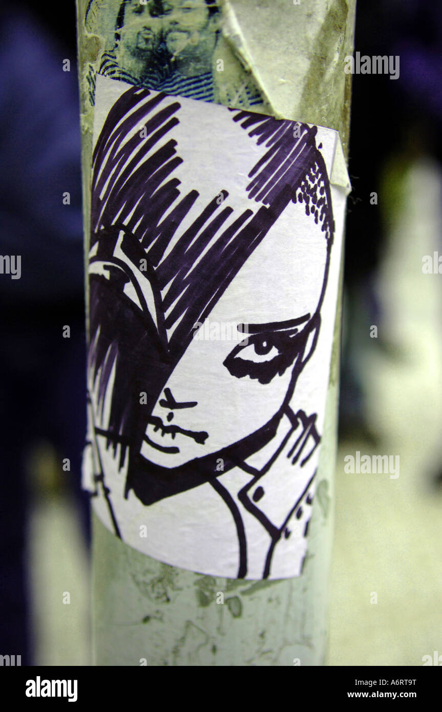 cartoon street art czech republic face female character sticker head ...