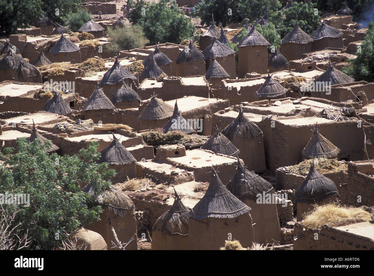 Africa, Mali, Dogon Region, Songo Village. Dogon buildings seen from ...