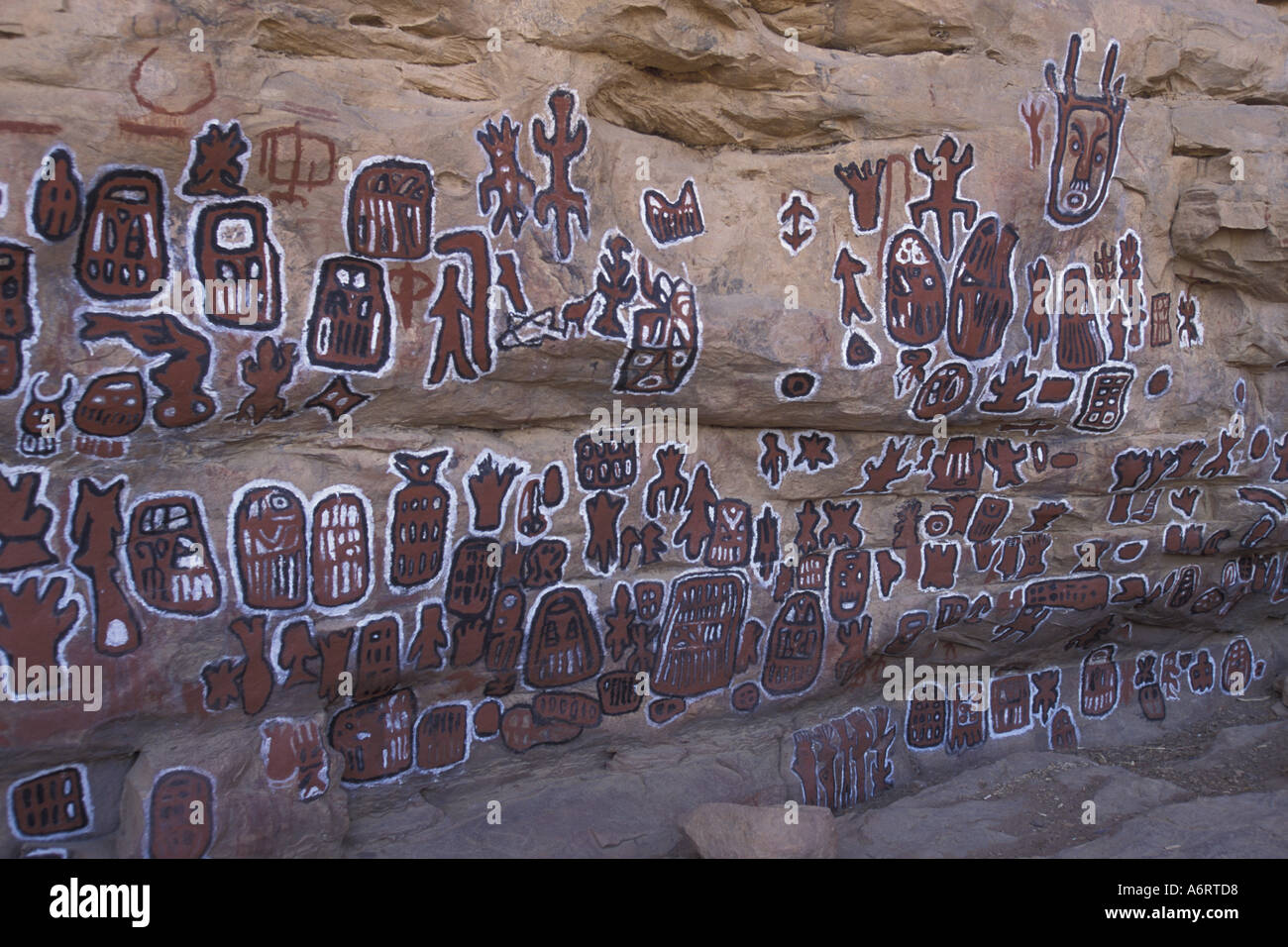 Africa, Mali, Dogon Region, Songo village. Traditional paintings by ...