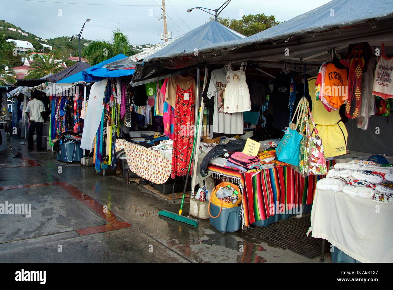 Local tourist shopping market in St Thomas Stock Photo - Alamy