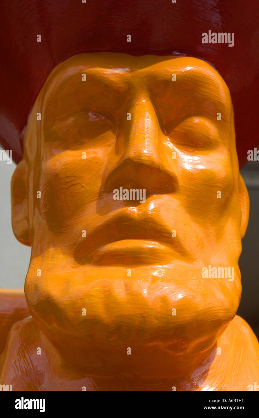 orange face head statue bielefeld linen weaver history heritage culture ...