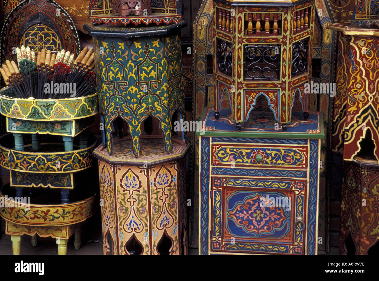 Africa, Morocco, Marrakech Designed boxes in the Souk Stock Photo - Alamy