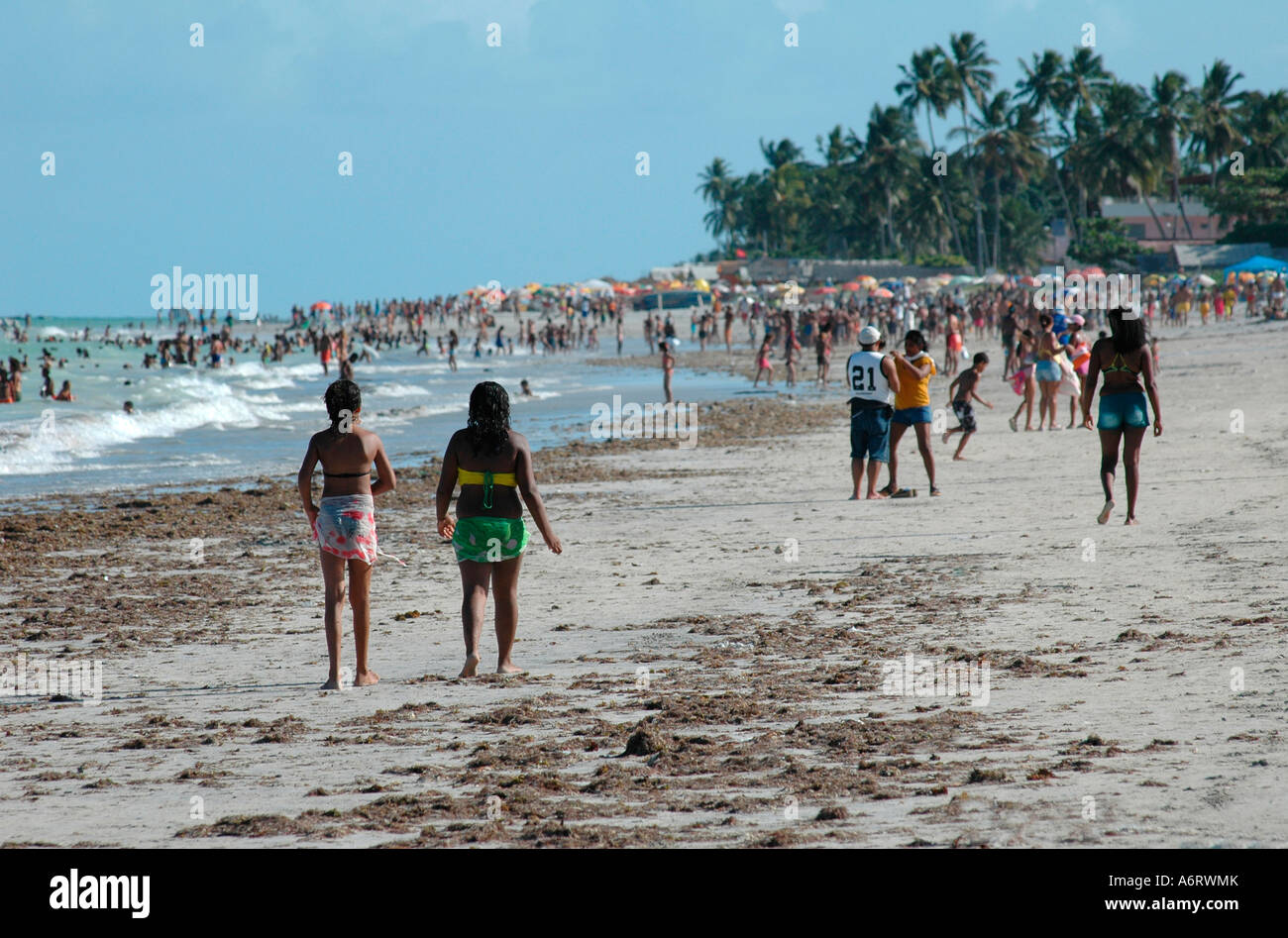 Praia de Jaguaribe Jaguaribe beach Ilha de Itamaraca Pernambuco Brazil ...