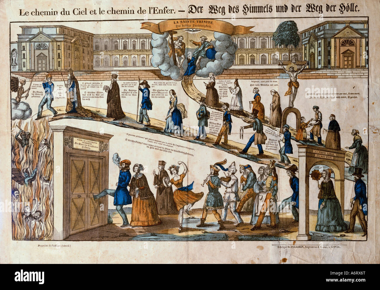 religion, allegory, "The way of heaven and the way of hell", woodcut ...