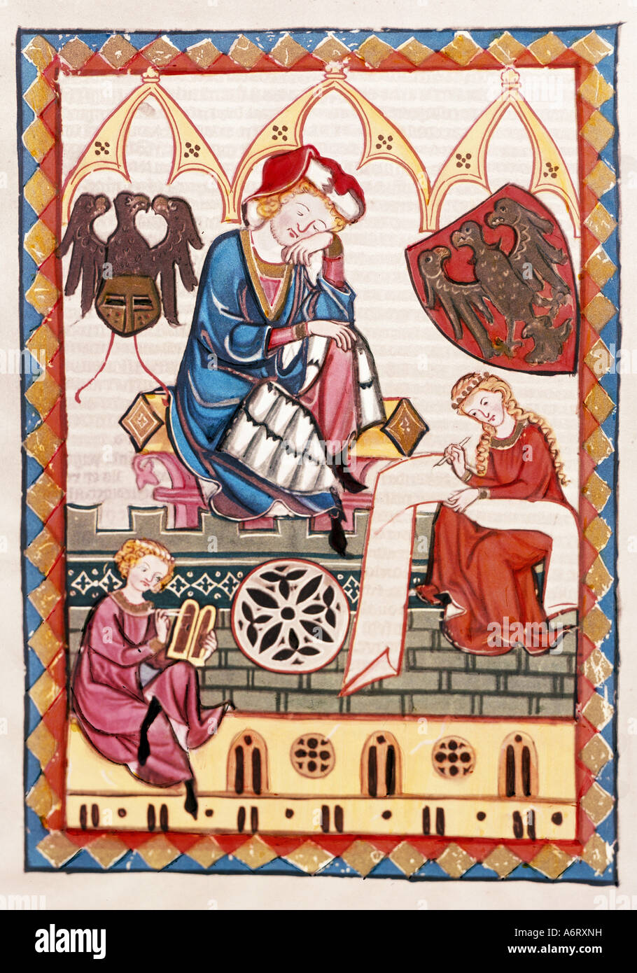 fine arts, middle ages, Gothic, illumination, Codex Manesse, Zurich ...