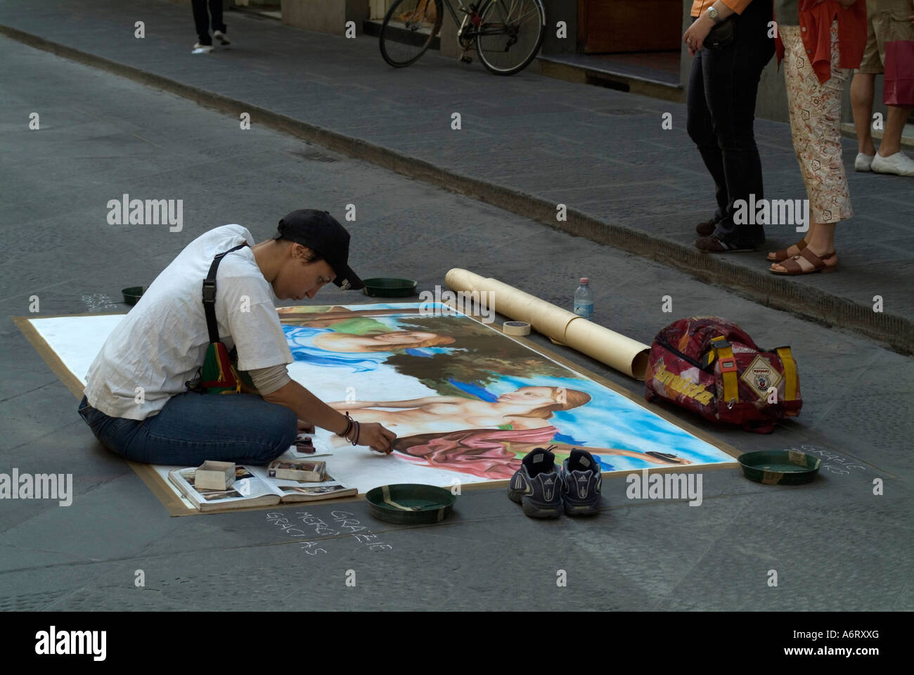 pavement artist at work Florence Italy Stock Photo - Alamy