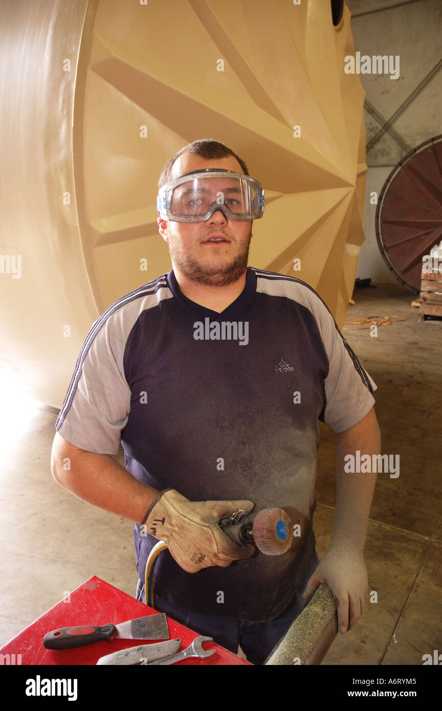 Factory worker wearing high impact safety goggles glasses Stock Photo ...