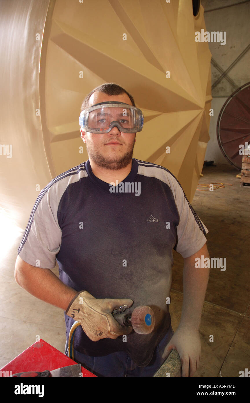 Factory worker wearing high impact safety goggles glasses Stock Photo ...