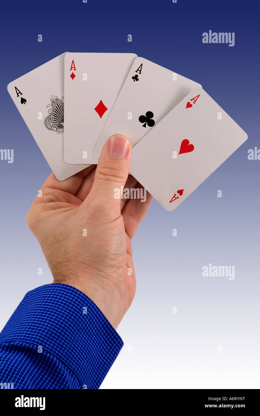 holding all the aces in hand Stock Photo - Alamy