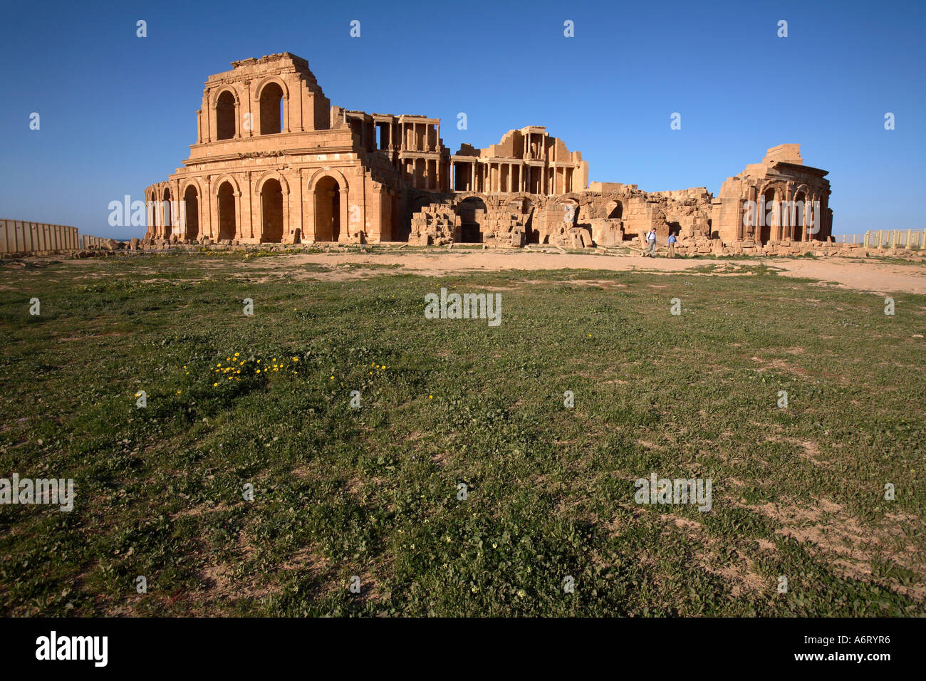 The largely reconstructed Roman Theatre at Sabratha in Libya Stock Photo - Alamy