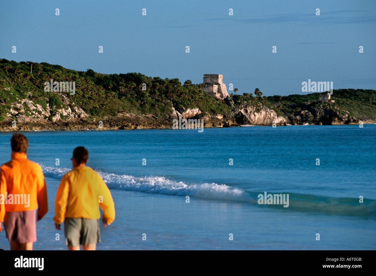 Tourist walking the beach Tulum Mexico Stock Photo - Alamy